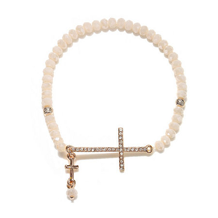 Click here for Bijoux Bar Delicates Rose Tone Womens Cross Round... prices