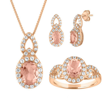 Click here for Womens 3-pc. Simulated Morganite 14K Rose Gold Ove... prices