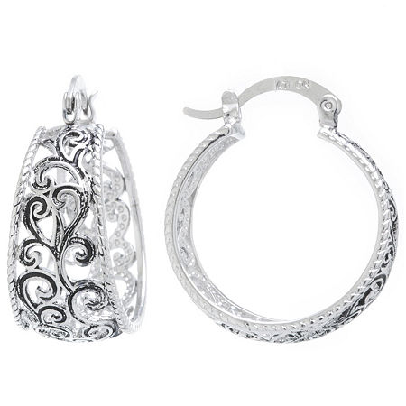 Click here for Silver Reflections Womens 25mm Round Hoop Earrings... prices