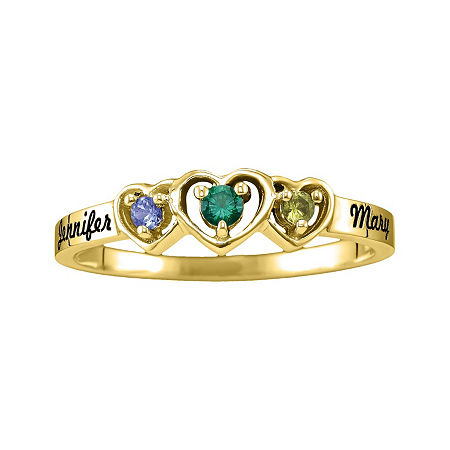 Click here for Personalized Womens Simulated 14K Gold Heart 3-Sto... prices