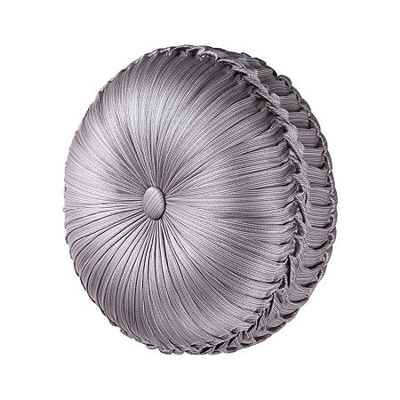 J Queen New York Luxembourg Tufted Decorative Pillow  15 Round - Silver