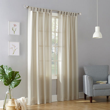 Clifford Heathered Texture Semi-Sheer Tab Top Curtain Panel - Ecru