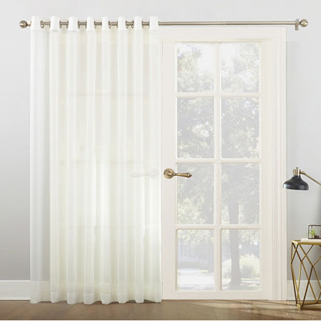 Sheer Voile Grommet Sliding Patio Door Curtain Panel - Eggshell