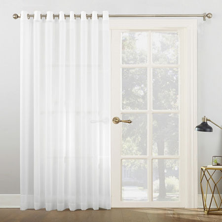 Sheer Voile Grommet Sliding Patio Door Curtain Panel - White