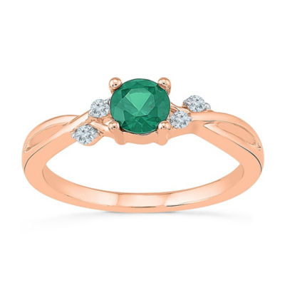 Womens Lab Created Green Emerald 10K Gold Cocktail Ring - JCPenney