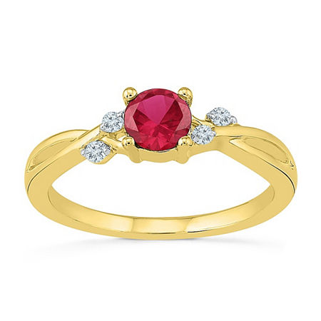 Click here for Womens Lab Created Red Ruby 10K Gold Cocktail Ring... prices