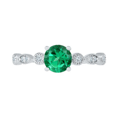 Womens Lab Created Green Emerald Sterling Silver Cocktail Ring, Color ...