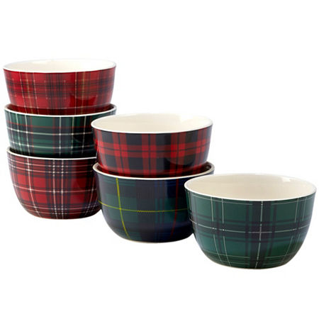 Certified International Christmas Plaid Ice Cream Bowls  Set of 6 - Red/green