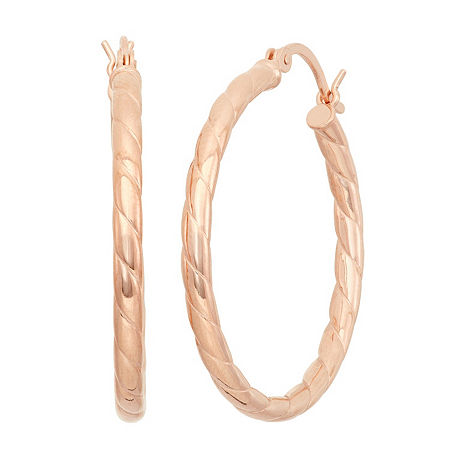 Click here for Womens 10K Rose Gold Over Silver 30.1mm Hoop Earri... prices