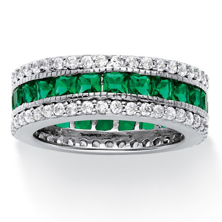 Click here for DiamonArt Womens Simulated Emerald Platinum Over S... prices