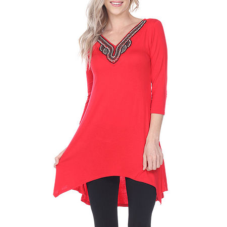 Click here for White Mark Tonya Womens V Neck 3/4 Sleeve Tunic To... prices