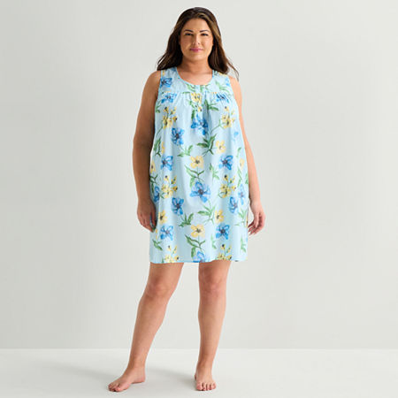 Click here for Adonna Womens Poplin Scoop Neck Nightgown  1x  Blu... prices