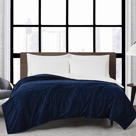 Click here for London Fog Plush Large Corduroy Blanket  King - Bl... prices