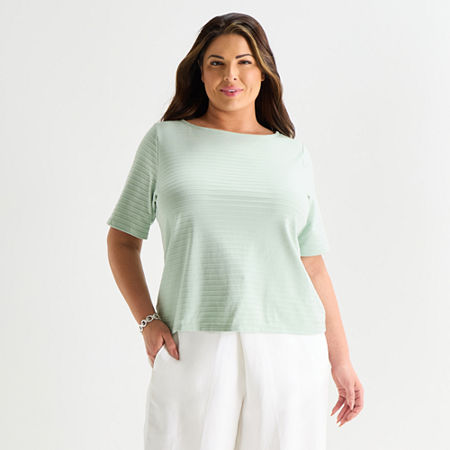 Click here for Liz Claiborne Womens Plus Boat Neck Short Sleeve T... prices