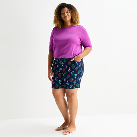 Click here for St. Johns Bay Womens 8 Mid Rise Plus Chino Short... prices