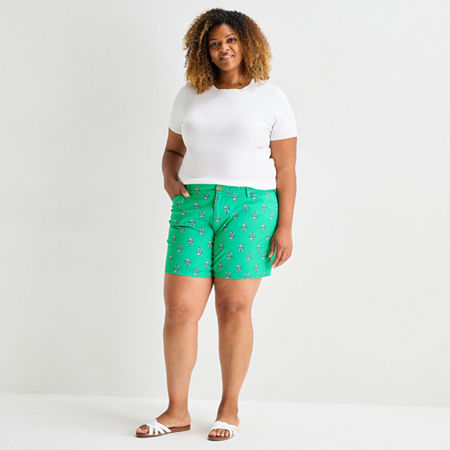 Click here for St. Johns Bay Womens 6 Mid Rise Plus Chino Short... prices
