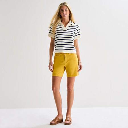 Click here for St. Johns Bay Womens 7 Chino Short  10  Yellow prices