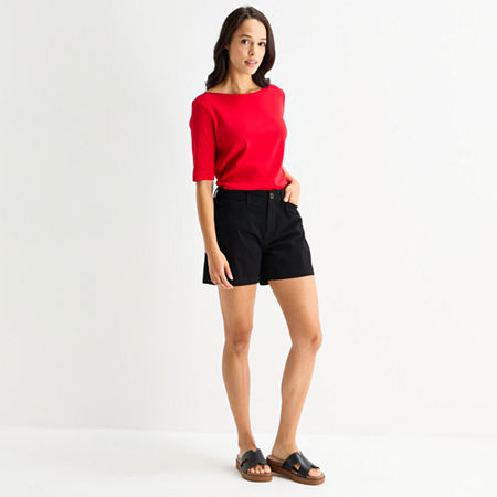 Click here for St. Johns Bay Womens 5 Chino Short  10  Black prices