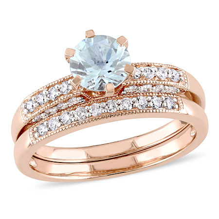 Click here for Genuine Aquamarine & 1/3 CT. T.W. Diamond 10K Whit... prices