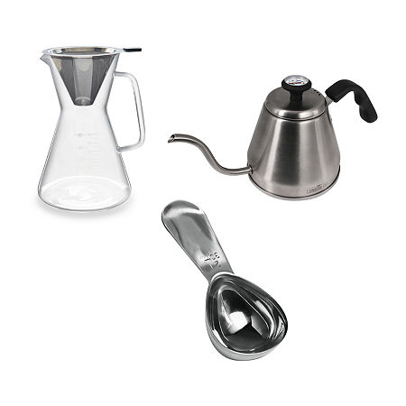 London Sip Pour Over Coffee Set  3 Piece - Silver-Tone