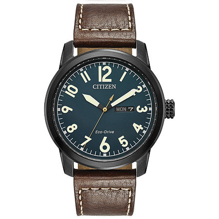 Click here for Citizen Mens Eco-Drive Military Brown Leather Stra... prices