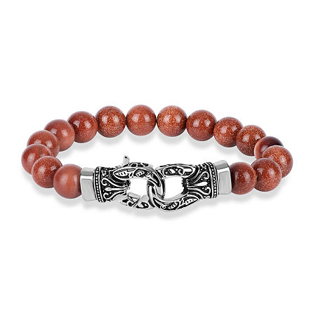 Click here for Mens Stainless Steel Gold-toned Beaded Bracelet  O... prices