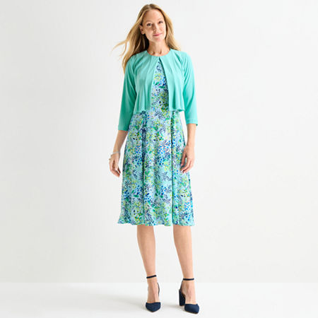 Click here for Danny & Nicole Womens Floral Midi Jacket Dress  Me... prices