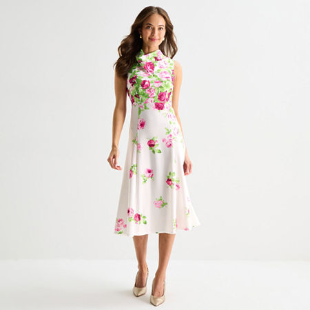 Click here for Perceptions Womens Sleeveless Floral Midi Fit + Fl... prices
