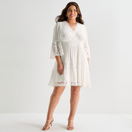 Click here for Isabel & Nina Womens Plus 3/4 Sleeve Fit + Flare D... prices