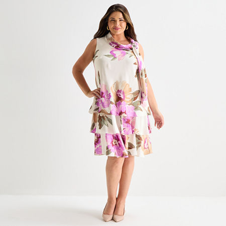 Click here for Robbie Bee Womens Plus Sleeveless Floral Shift Dre... prices