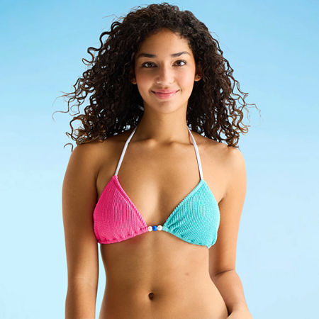 Arizona Adjustable Straps Juniors Triangle Bikini Swimsuit Top  Large  Green