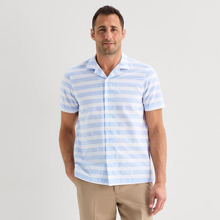 Click here for Stafford Stripe Mens Short Sleeve Regular Fit Butt... prices