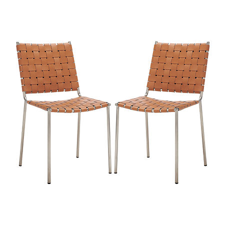 Click here for Wesson Leather Basket Woven Dining Chair - Set of... prices
