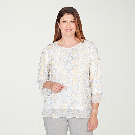 Click here for Alfred Dunner Al Fresco Womens Crew Neck 3/4 Sleev... prices