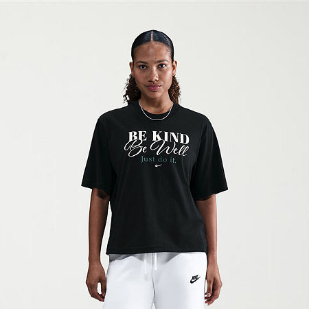 Click here for Nike Womens Be Kind Boxy T-Shirt  Small  Black prices