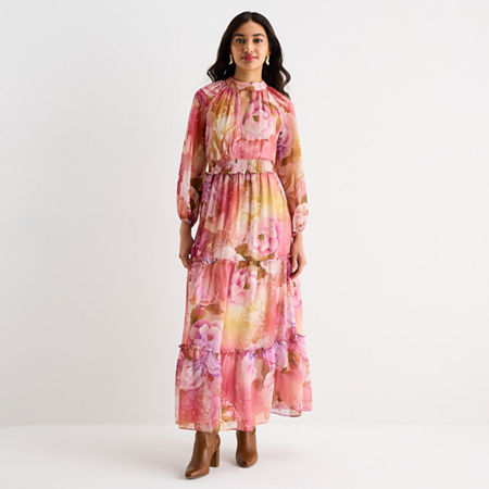 Click here for Melonie T Womens Long Sleeve Floral Maxi Dress  8... prices