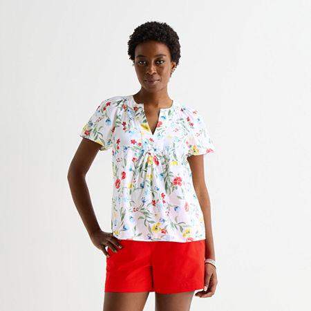 Click here for St. Johns Bay Womens Tall V Neck Short Sleeve Blou... prices