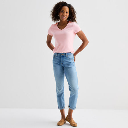 Click here for St. Johns Bay Womens V Neck Short Sleeve T-Shirt... prices