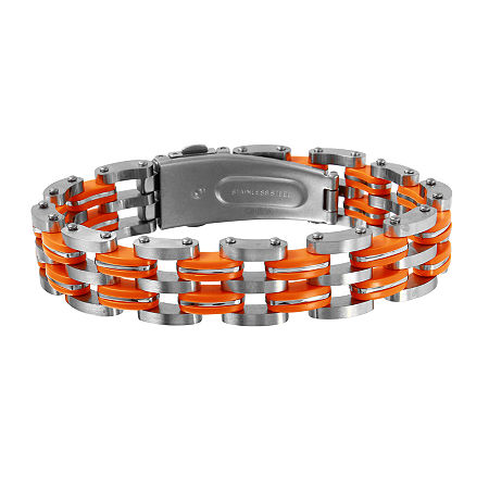 Click here for Mens Two-Tone Stainless Steel with Orange Links Br... prices