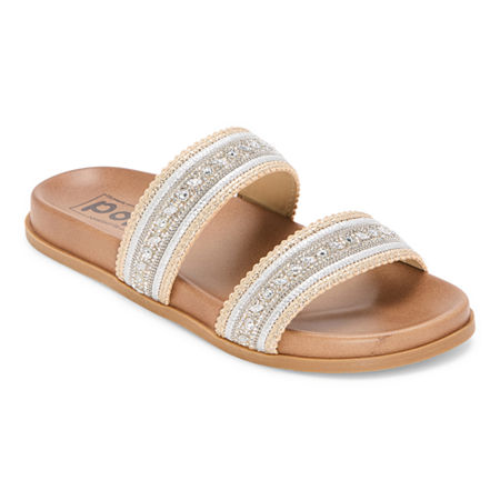 Click here for Pop Augustina Womens Footbed Sandals  9 Medium  Wh... prices