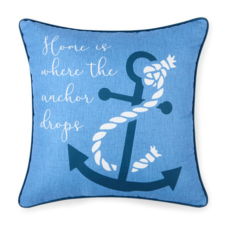 Click here for Anchors Away Square Throw Pillow  One Size  Blue prices