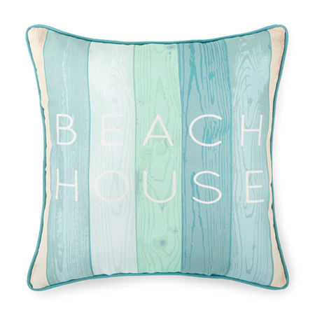 Click here for Beach House Square Throw Pillow  One Size  Blue prices