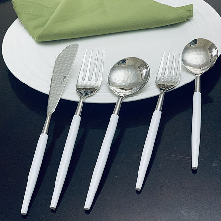 Click here for Vibhsa White Hammared 20-pc. Flatware Set  One Siz... prices