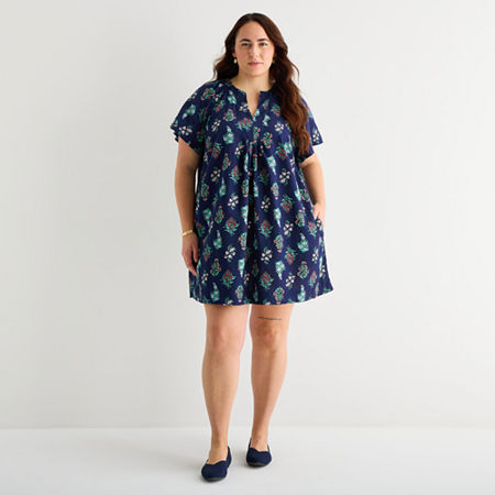 Click here for St. Johns Bay Womens Plus Short Sleeve Sheath Dres... prices