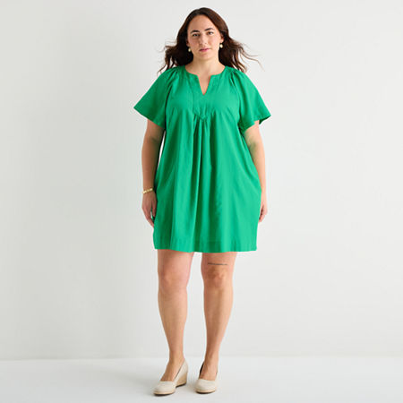 Click here for St. Johns Bay Womens Plus Short Sleeve Sheath Dres... prices