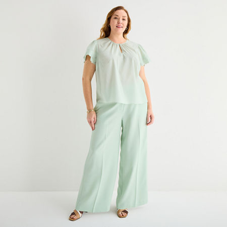 Click here for Liz Claiborne Womens Plus Wide Leg Trouser  24w  G... prices