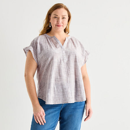 Click here for Liz Claiborne Womens Plus Split Crew Neck Short Sl... prices