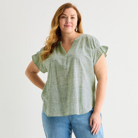 Click here for Liz Claiborne Womens Plus Split Crew Neck Short Sl... prices