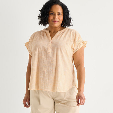 Click here for Liz Claiborne Womens Plus Split Crew Neck Short Sl... prices