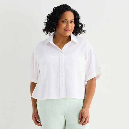 Click here for Liz Claiborne Linen Womens Plus Short Sleeve Blous... prices